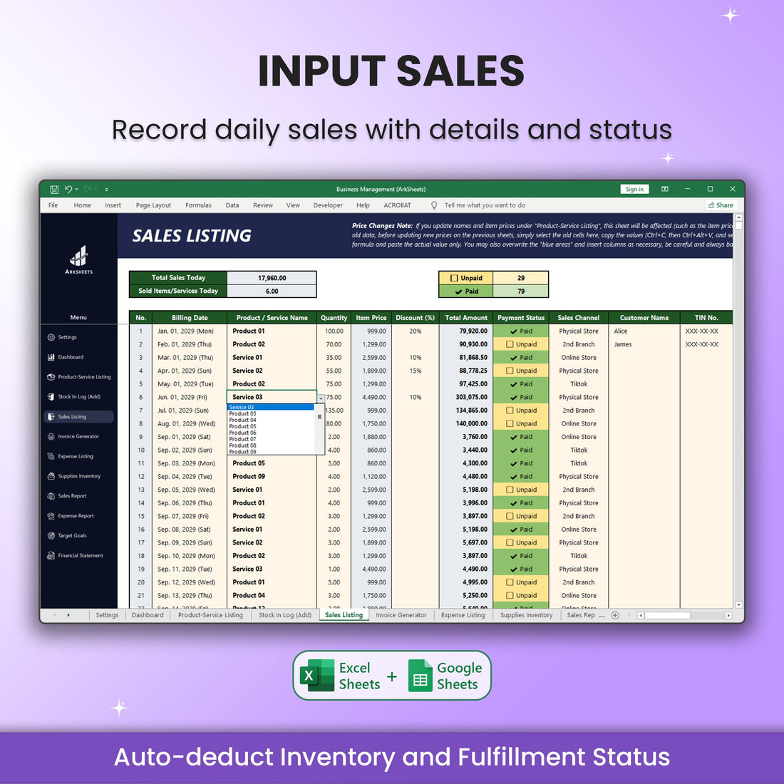 Products – ArkSheets