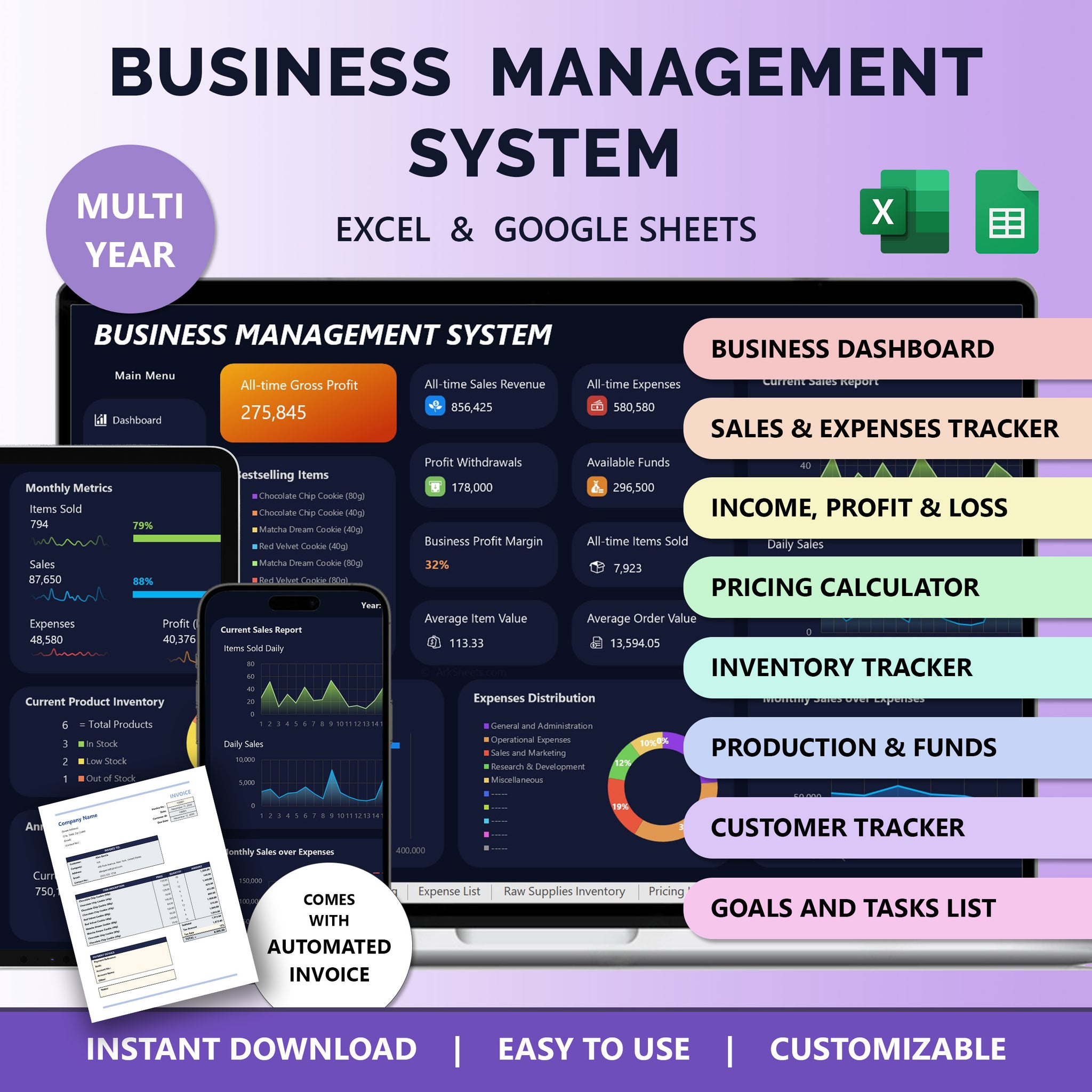 Business Management System (Spreadsheet Analytics System Tool) – ArkSheets