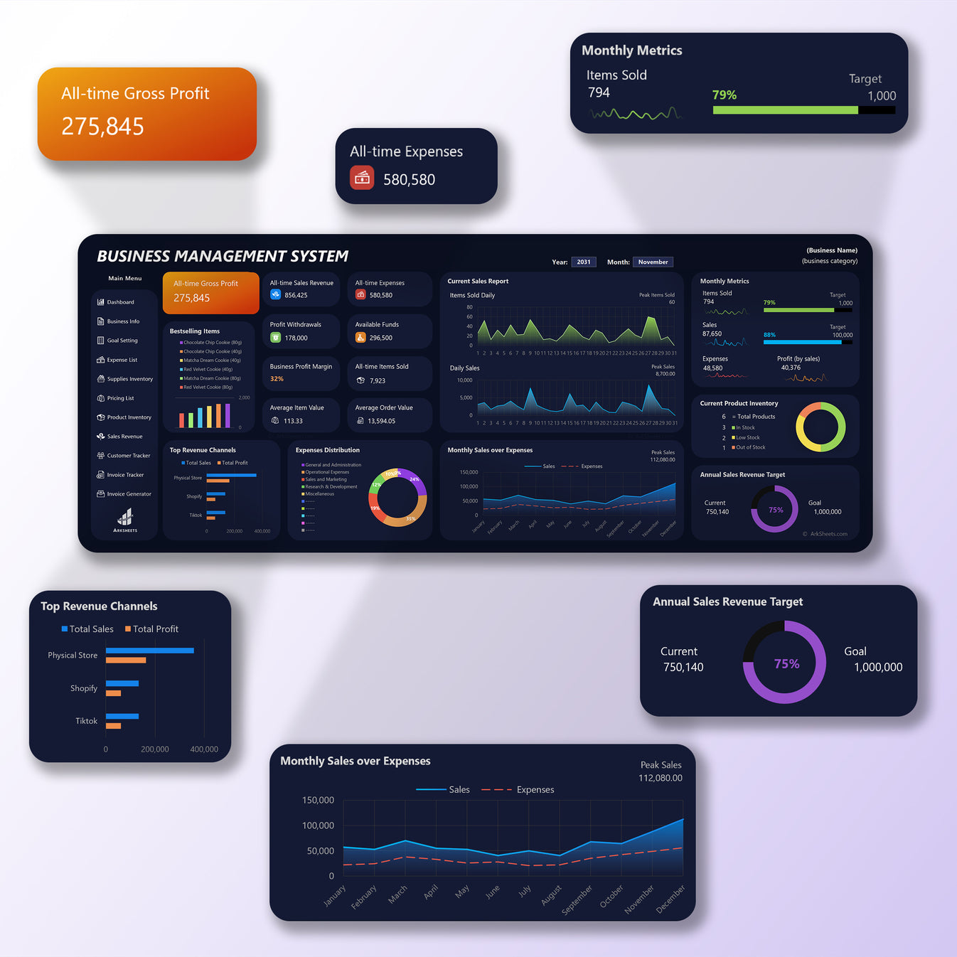 Business Management System (Spreadsheet Analytics System Tool) – ArkSheets