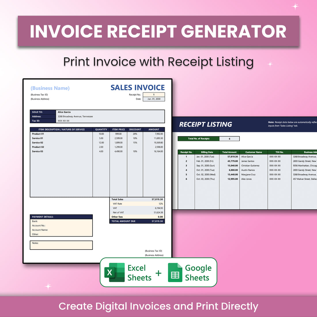 Invoice Receipt Generator – ArkSheets