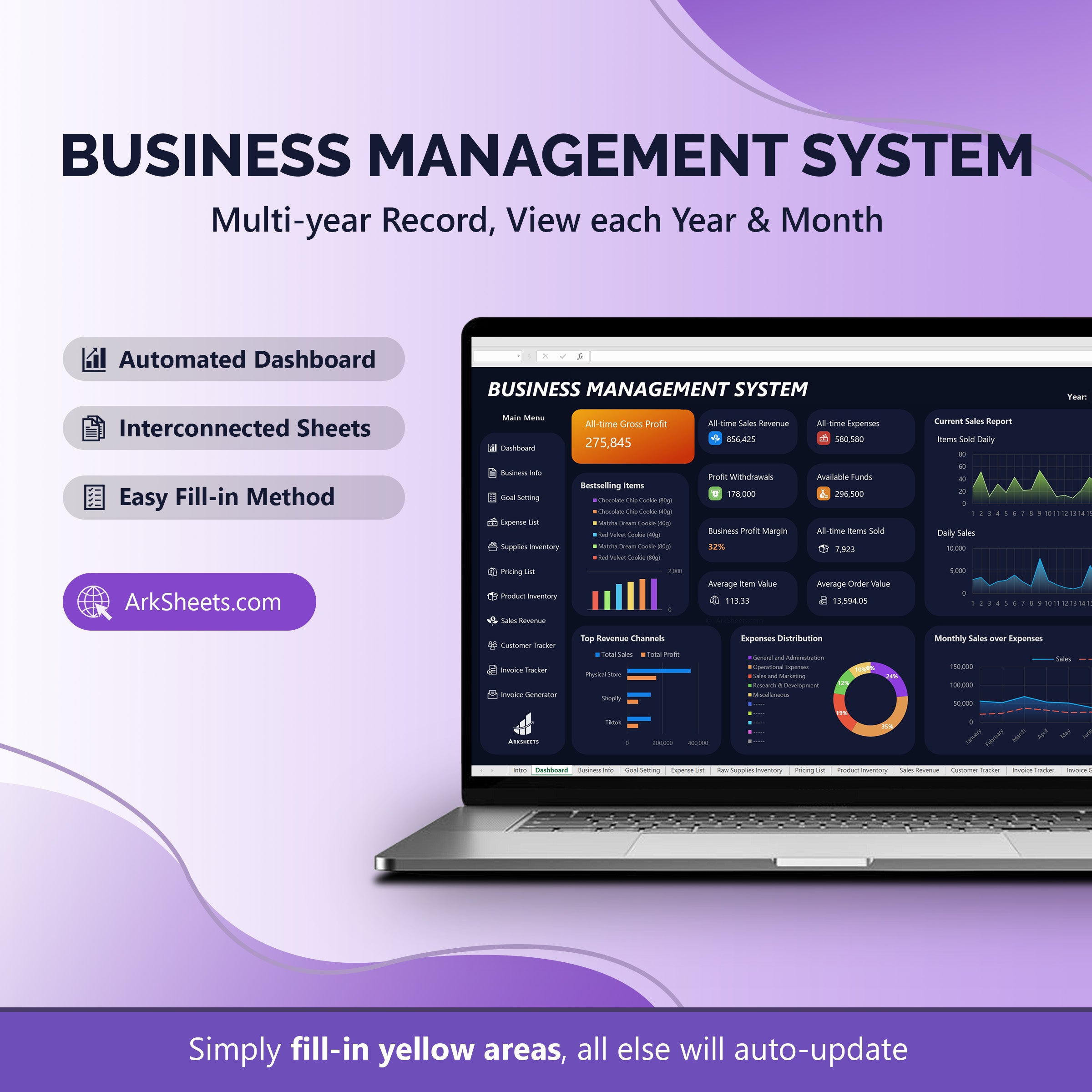 Business Management System (Spreadsheet Analytics System Tool) – ArkSheets